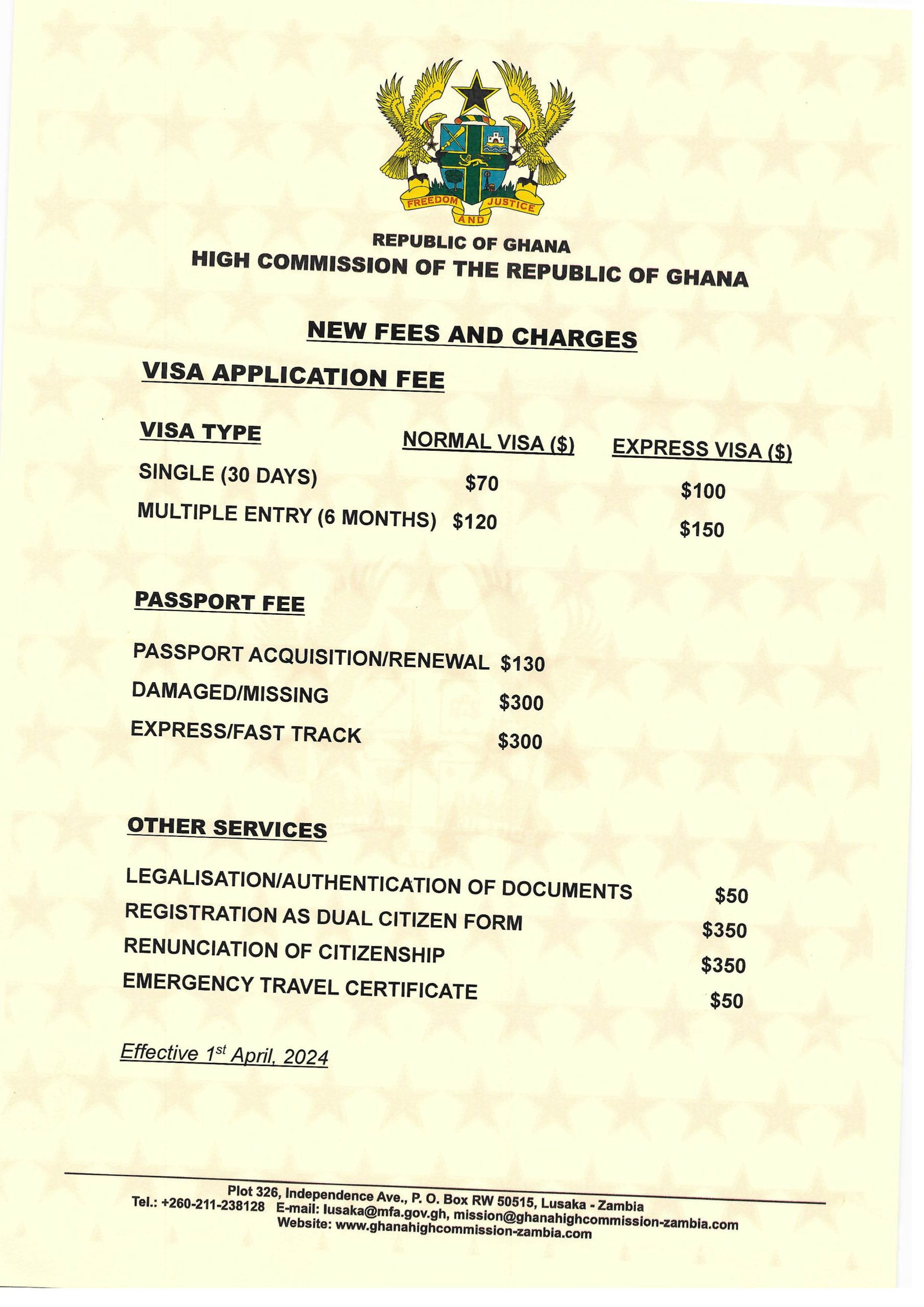 Authentication of Documents | Ghana High Commission - Lusaka, Zambia